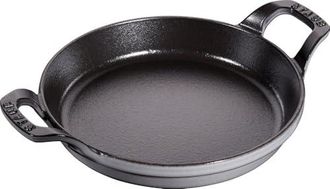 Staub Ofenform/Servierplatte/Auflaufform, rund mit 2 Griffen, 20 cm, 0,75 L, Gusseisen, Für alle Herdarten inkl. Induktion & Backofen, stapelbar, Graphitgra