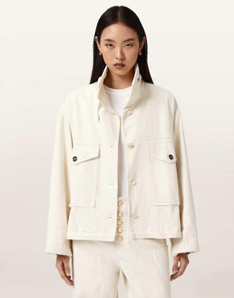 AllSaints Clay - Veste en jean - Blanc &eacute;cru