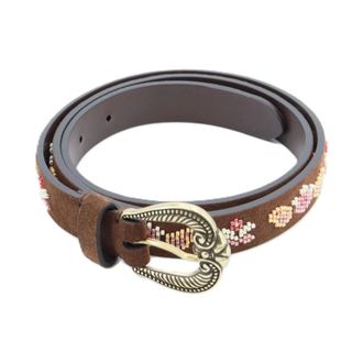 Etro Ceinture en daim avec motif perl&eacute; - Femme - Accessoires - Brun - Taille: L