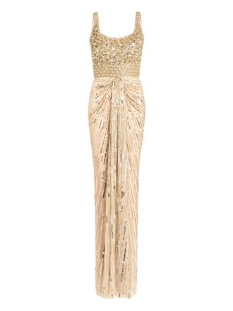 Jenny Packham Drapiertes Elixier-Kleid mit Verzierung - Nude