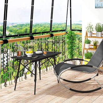 Woltu Campingtisch Klapptisch aus Alu Gartentisch Balkontisch Reisetisch zusammenklappbar, mit Packtasche, H&ouml;henverstellbar, 90x52.2X(45-72) cm, schwarz
