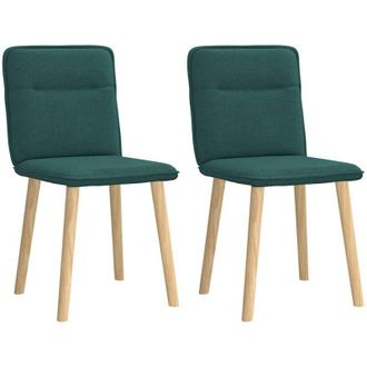 vidaXL Vidaxl - Chaises &agrave; manger lot de 2 vert fonc&eacute; tissu