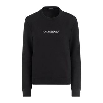 Guess Femme, Sweatshirts et sweats à capuche, Noir, Taille: 38 FR Pull Noir avec Logo Brodé