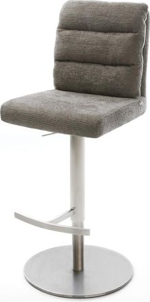 DELIFE Barstuhl Pela-Flex Boucl&eacute; Soft Schlamm Drehfu&szlig; h&ouml;henverstellbar Edelstahl Silberfarben, Barst&uuml;hle