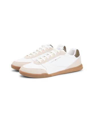 Tommy Hilfiger Slip-On Sneaker TOMMY HILFIGER LOPRO LTH MIX RWB, Herren, Gr. 42, beige, Lederimitat, Veloursleder, unifarben mit Farbeinsatz, Schuhe, Freizeitschuh, 
