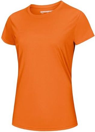 Magcomsen T-shirt d&eacute;t&eacute; l&eacute;ger pour femme - Manches courtes - T-shirt de fitness &agrave; s&eacute;chage rapide - UPF 50+ - Couleur unie - Pour le jogging, la randonn&eacute;e, Orange