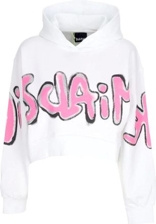Disclaimer Femme, Sweatshirts et sweats &agrave; capuche, Blanc, Taille: 36 FR SweaT-shirt Court &agrave; Logo XXL Coupe Courte
