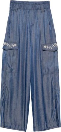 Liu Jo Femme, Pantalons, Bleu, Taille: 38 FR Wide Pantalons