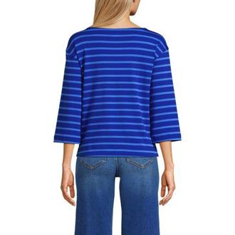 Lands End Supima Shirt mit 3/4-Glocken&auml;rmeln, Damen, Gr&ouml;&szlig;e:36-38 regular, Blau, Baumwolle, by Lands End