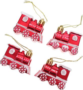 Garneck 4stücke Teiliges Weihnachtsbaum-hängedekor Autoform Bunte Zug-Pendants Für Festliche Weihnachtsdekoration Für Partys Und Hochzeiten