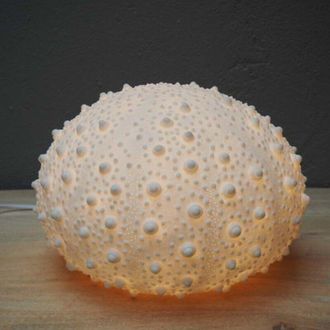 Chehoma Lampe &agrave; poser oursin blanc en r&eacute;sine et poudre de pierres 23x34cm