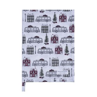 Krasilnikoff Geschirrtuch KW13560 - Christmas Bus, Grey