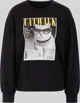 Marc Cain Sweatshirt mit Catwalk-Fotomotiv aus Baumwollmix