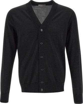 Paolo Pecora Cardigan boutonn&eacute; &agrave; col en V - Homme - Pulls - Noir - Taille: 2XL