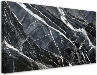 Feeby Wandbild - Wohnzimmer Modern Deko - Schwarz Wei&szlig;er Marmor Textur - 100x50 1tlg - Bilder Leinwand - Bild auf Leinwand Schlafzimmer - Leinwandbilder f&uuml;r