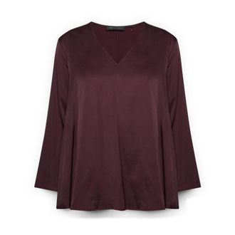 Elena Miro Stretch Viskose Satin Bluse - - Blouses & Shirts - Damen - Rot - 6XL