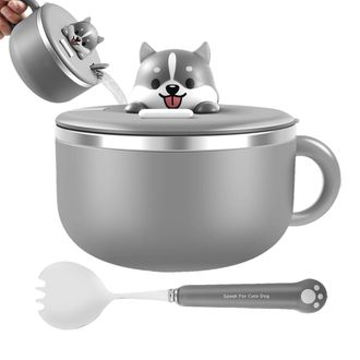 Generic Ramen-Schüssel - Nudelschüsseln, 1200 ml, Suppenschüssel-Set in Lebensmittelqualität, tragbare Lunchschüssel aus Edelstahl mit Deckel, Gabel, hitzebes