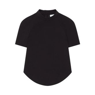 Courr&egrave;ges T-Shirt mit Stehkragen und kurzen &Auml;rmeln - - Tops - Damen - Schwarzk - S