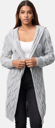 Elara Cardigan Damen Strickcardigan mit Kapuze & Zopfmuster Oversize