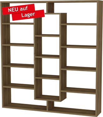 Moebel17 Ample Bücherregal in Weiß, Regal mit Ablagen, Wandregal Standregal mit vielen Ablagen, Aktenregal Aufbewahrungsregal im Büro, Regal für Wohnzimmer, Ar