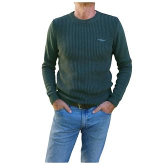 Aeronautica Baumwollstrick Rundhalspullover - - Knitwear - Herren - Gr&uuml;n - 2XL