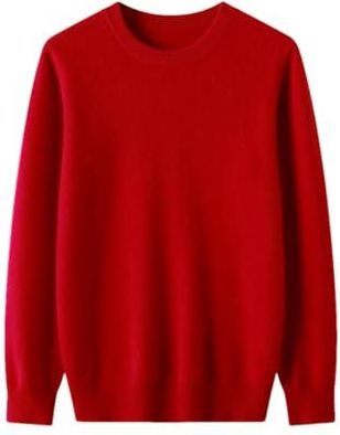 Generic Pull en laine pour homme - Col rond - Manches longues - Chaud - Pour les affaires - Pulls classiques et solides, Rouge, XL