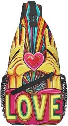 Generic Peace And Love Sac &agrave; bandouli&egrave;re style art sac &agrave; bandouli&egrave;re voyage poitrine sac &agrave; dos bandouli&egrave;re pour homme sac &agrave; dos de randonn&eacute;e