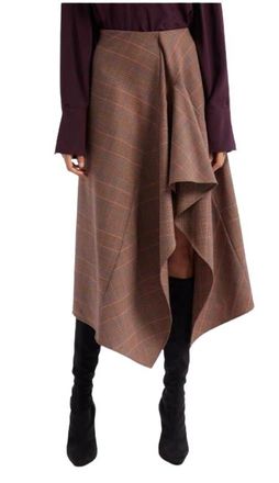 A.L.C. A.L.C Brown Plaid Handkerchief Midi Skirt Size XS