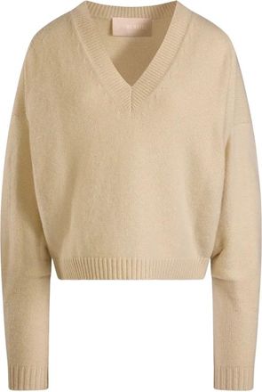 Circus Hotel Femme, Pulls, Beige, Taille: 34 FR Maglia V-neck Rib Knit