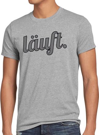 style3 l&auml;uft Herren T-Shirt Funshirt Spruchshirt Shirt, Gr&ouml;&szlig;e:M, Farbe:Grau meliert