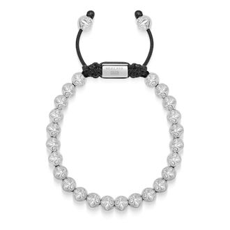 Nialaya Homme, Accessoires, Gris, Taille: XL Mens Beaded Bracelet with Sterling Silver Beads