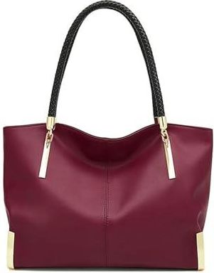 Generic Sac &agrave; main en cuir v&eacute;ritable pour femme - Design original - Sac &agrave; bandouli&egrave;re de luxe - Grande capacit&eacute;, Rouge, Taille unique