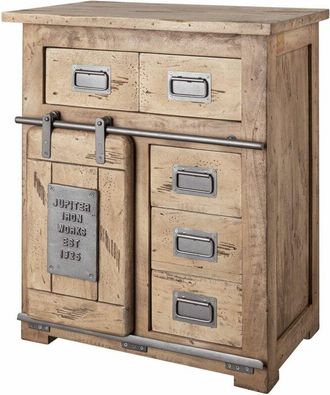 Massivmoebel24 Commode 70x45 Manguier laqué blanchi RAILWAY 311