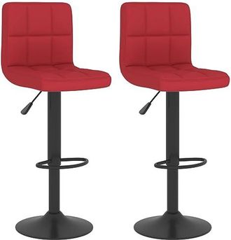 vidaXL Lot de 2 Tabourets de Bar, Chaise de Pub, Si&egrave;ge de Bistrot, Meuble de Salle &agrave; Manger Cuisine Salon Maison Int&eacute;rieur, Rouge Bordeaux Tissu