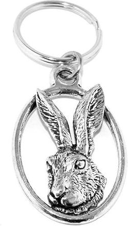 Generic Porte-cl&eacute;s t&ecirc;te de li&egrave;vre en &eacute;tain, Argent&eacute;., 7cm
