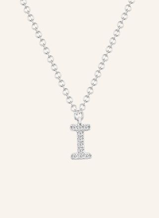 Leaf Initialien Halskette I Aus 14 Karat Wei&szlig;gold Mit Diamanten silber