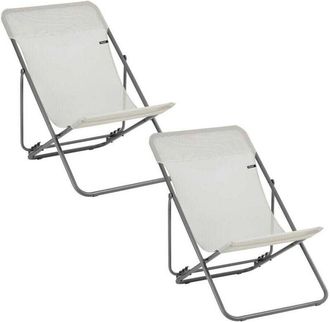 Lafuma Mobilier Set aus 2 klappbaren Liegest&uuml;hlen - Maxi Transat - Batyline Iso - Beige Seigle