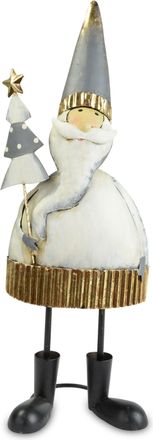 Riffelmacher & Weinberger Riffelmacher Weihnachtsmann wackelnd - Dekofigur aus Metall, 12&times;35 cm - Lustige Weihnachtsdekoration f&uuml;r Fensterbank, Tisch & Regal - 18206