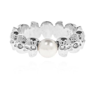 Alexander McQueen Skull and Pearl Ring - - Accessories - Herren - Grau - 60 MM