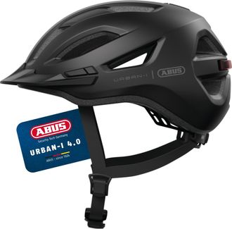 ABUS Stadthelm Urban-I 4.0 - Fahrradhelm mit aufladbarem R&uuml;cklicht, 2 Leuchtmodi, Schirm, Zopf-&Ouml;ffnung und magnetischem Verschluss - f&uuml;r Jugendliche, Fraue