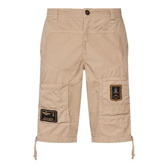 Aeronautica Homme, Shorts, Beige, Taille: M Short Beige Iconique avec Patchs Tricolores