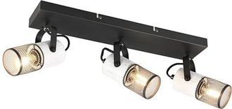 Trio Leuchten Spotbalken Tosh 804300334, Metall Schwarz matt, Holz Weiß, exkl. 3x E27
