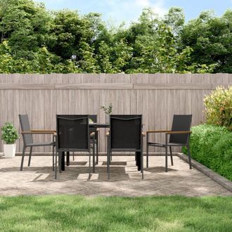 vidaXL Vidaxl - Chaises de jardin lot de 6 noir 55x61,5x90cm textil&egrave;ne et acier