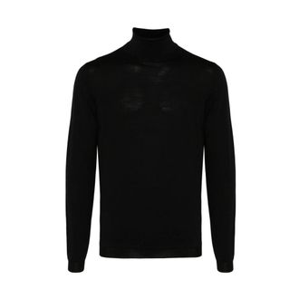 Goes Botanical Schwarzer Merinowoll Rollkragenpullover - - Knitwear - Herren - Schwarzk - L