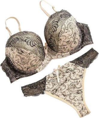 Generic CHJAN Thin Cotthon Soutien-gorge rembourr&eacute; respirant en coton push-up pour femme Grande poitrine 75 80 85 90 95 soutien-gorge lingerie, kaki, DD