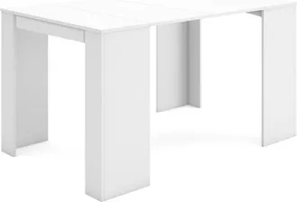 Skraut Home Skraut Home - Table console extensible, Console meuble, 140, Pour 6 personnes, Table à Manger, Style moderne, Blanc
