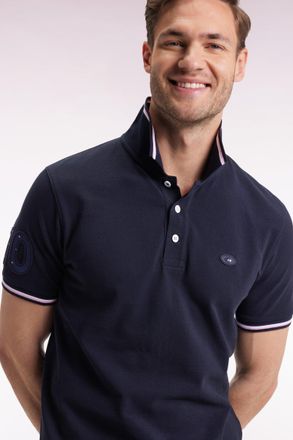 Eden Park Polo Manches Courtes Marine Finitions Tricolores Coupe Droite