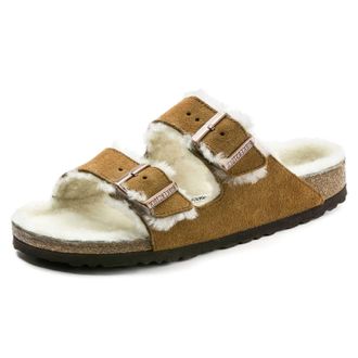 Birkenstock Classic Arizona Lammfell 1001128, Pantoletten, Braun (Mink 491), 41 EU (7.5 UK)