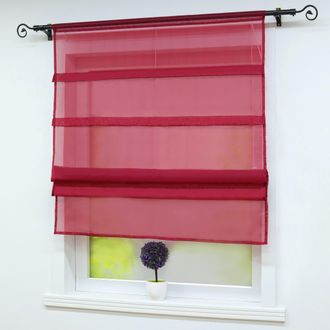 Joyswahl Scheibengardine Voile Bistrogardinen mit Tunnelzug Oonagh Bändchenrollo BxH 80x140cm Rot 1er Pack