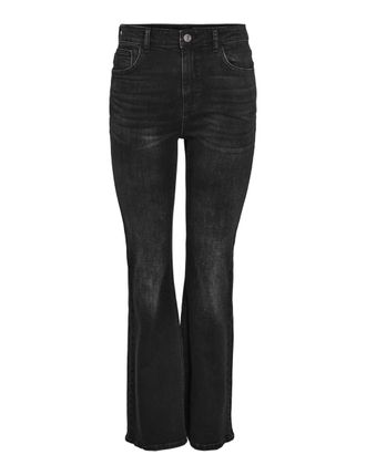 Noisy May Damen Nmkareen Hw Flare Leg Jeans Az423Bl Noos, Black Denim, 26W / 30L EU